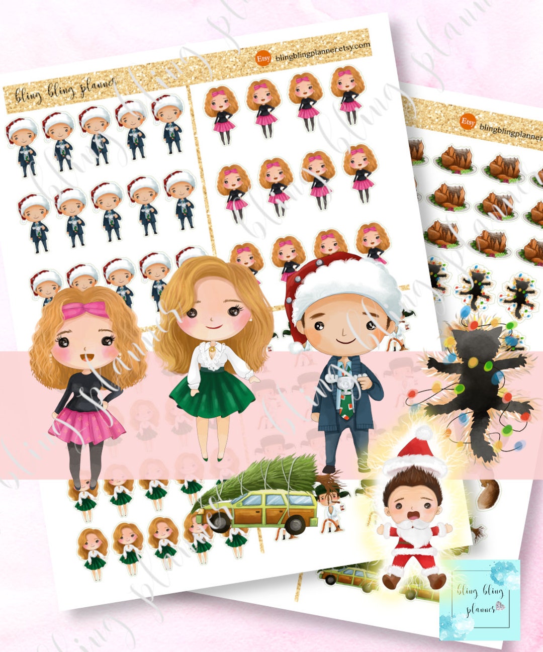 PRINTABLE CHRISTMAS GIRL Planner Stickers, Christmas Girl Stickers ...