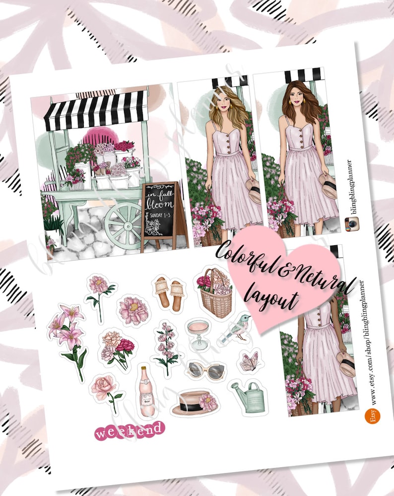FLORAL PRINTABLE PLANNER Stickers Floral Printable Planner - Etsy