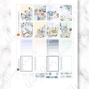 SEASHELL PLANNER STICKER Printable, Blue Floral Printable Sticker ...