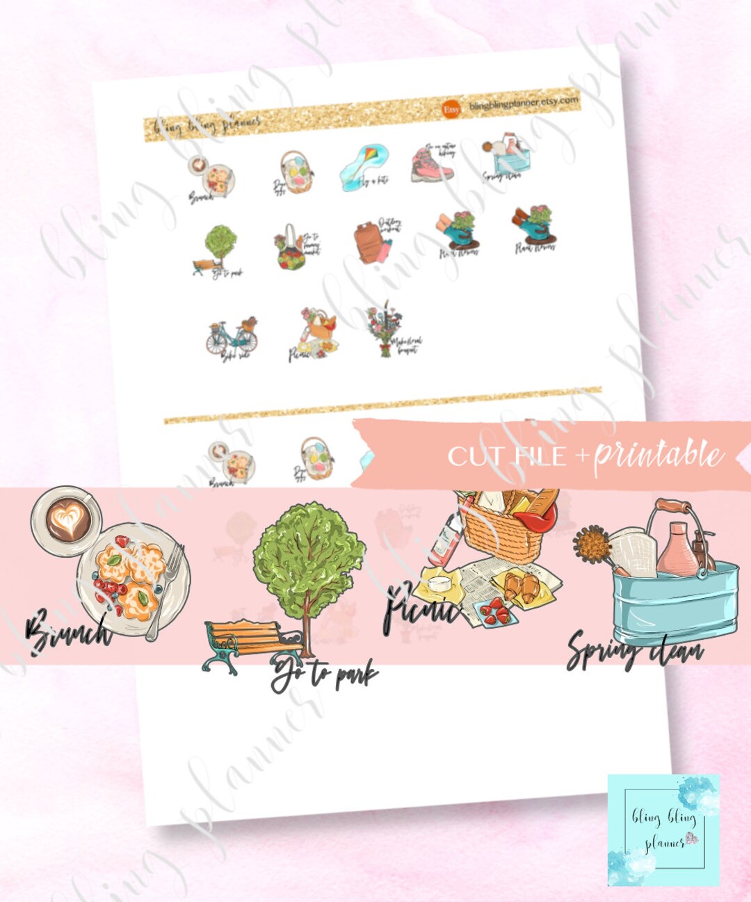 SPRING BUCKET LIST Stickers, Printable Brunch Stickers, Spring Clean ...