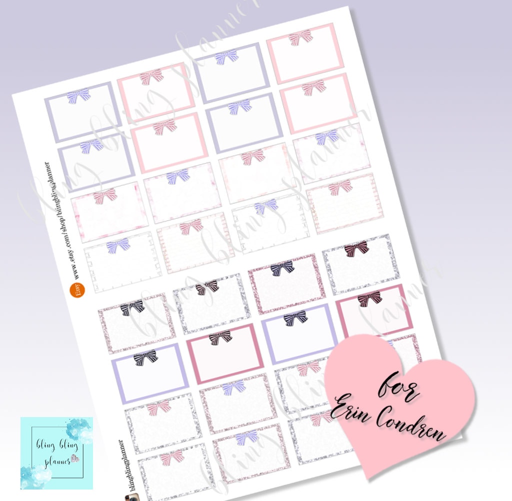 BOW CLIP PRINTABLE, Half Box Planner Sticker, Full Box Planner Stickers ...