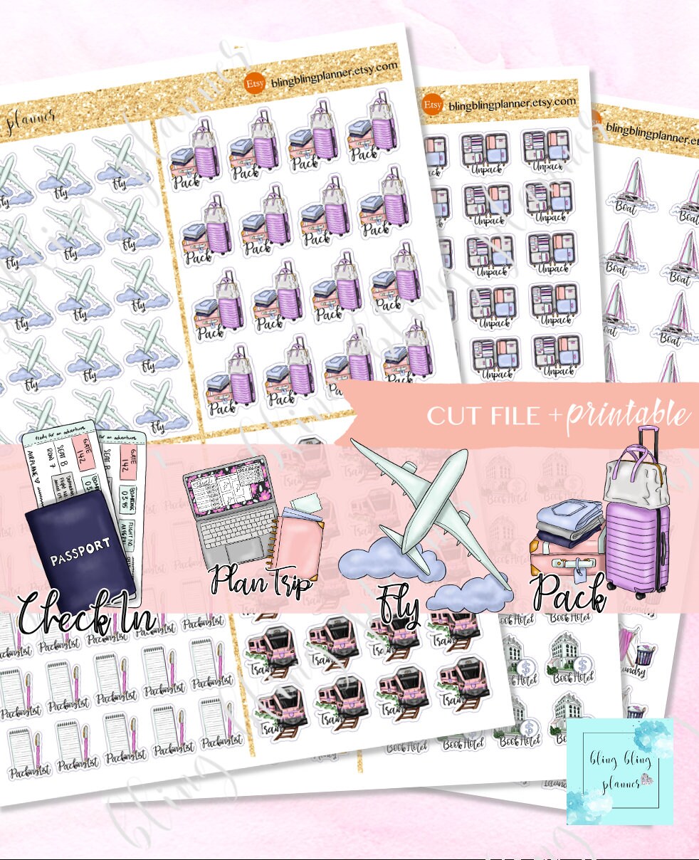 TRAVEL ICON STICKERS Travel Icon Printable Flight Sticker - Etsy UK