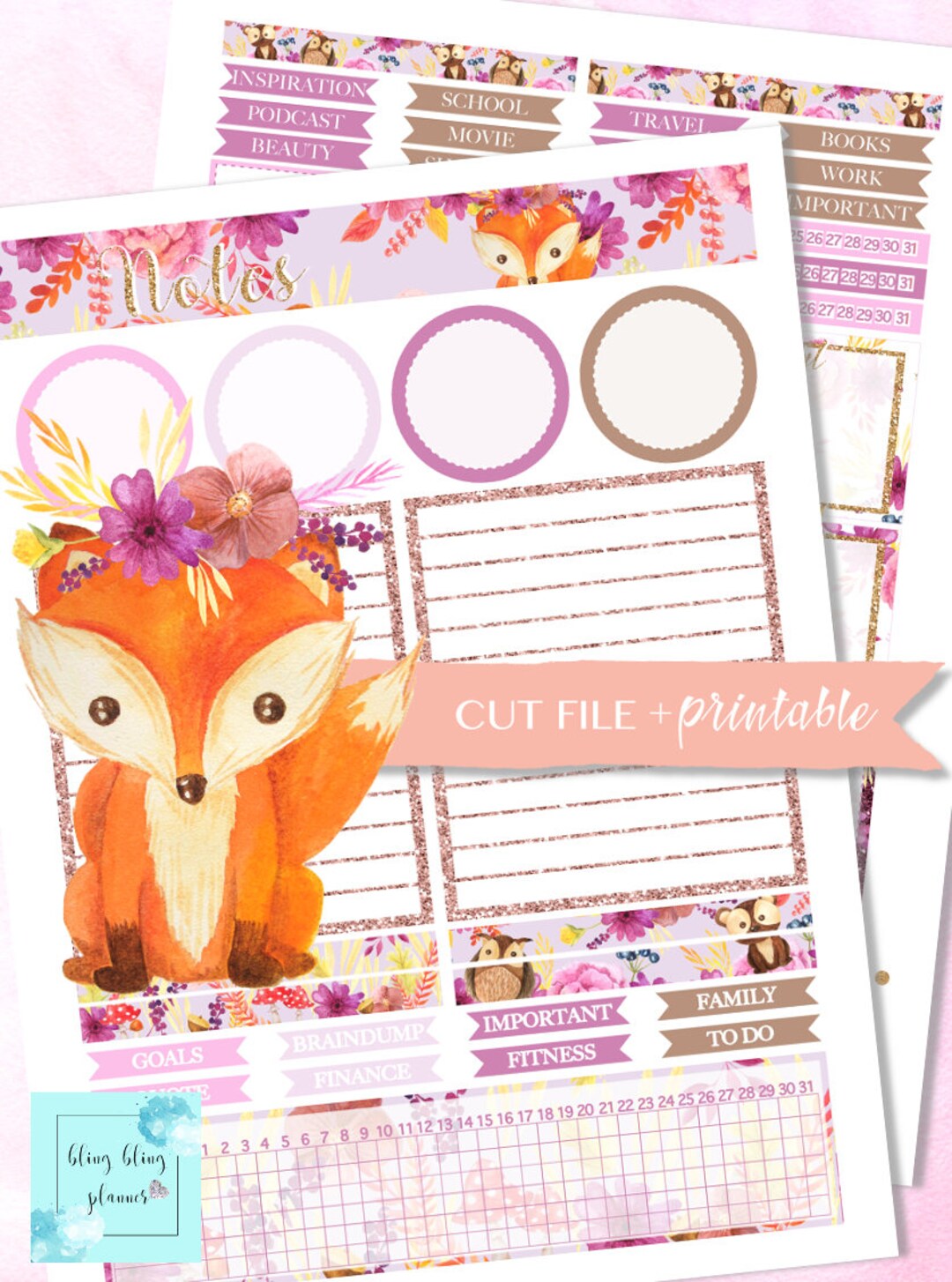 OCTOBER NOTE PAGE Sticker, October Notes Page, Printable Note Page Kits ...