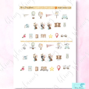 TRAVEL PLANNER STICKERS, Road Trip Planner Printable Sticker, Travel ...