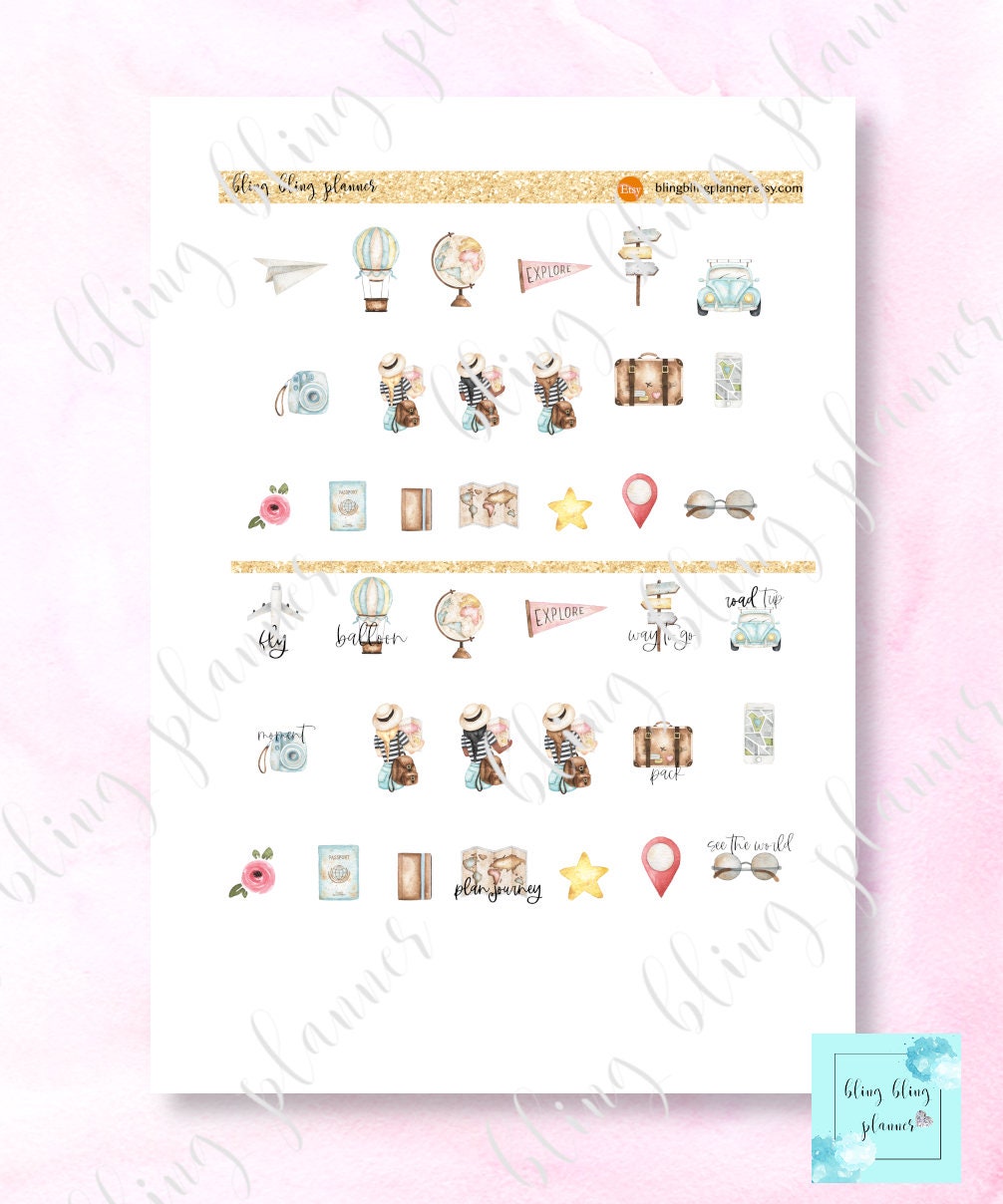 TRAVEL PLANNER STICKERS, Road Trip Planner Printable Sticker, Travel ...