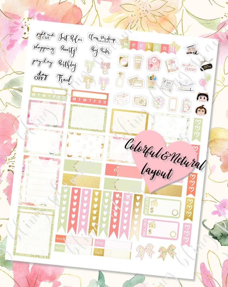 FLORAL PLANNER STICKERS Printable Floral Planner Stickers - Etsy