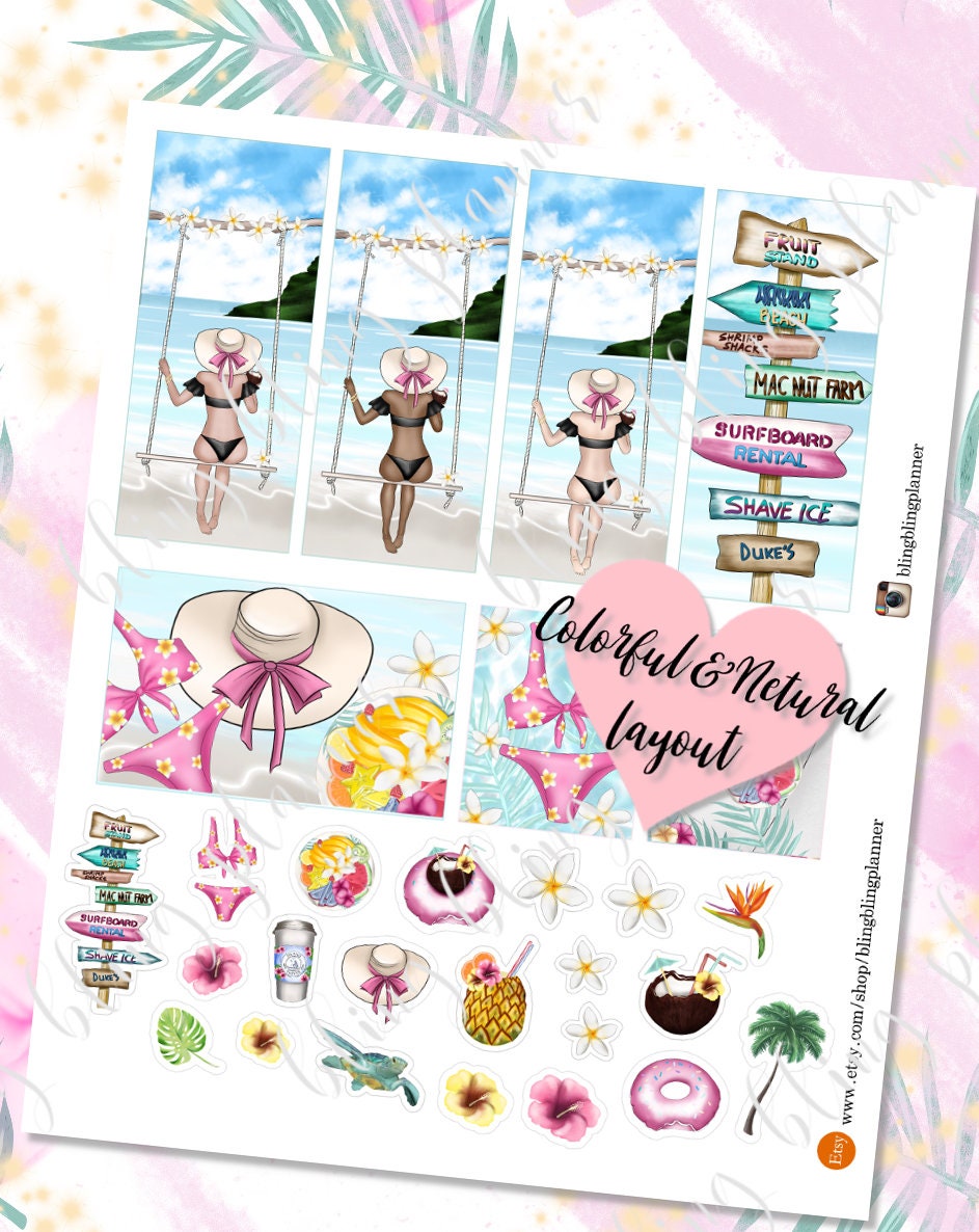 PRINTABLE PLANNER STICKERS Beach Printable Planner Stickers - Etsy