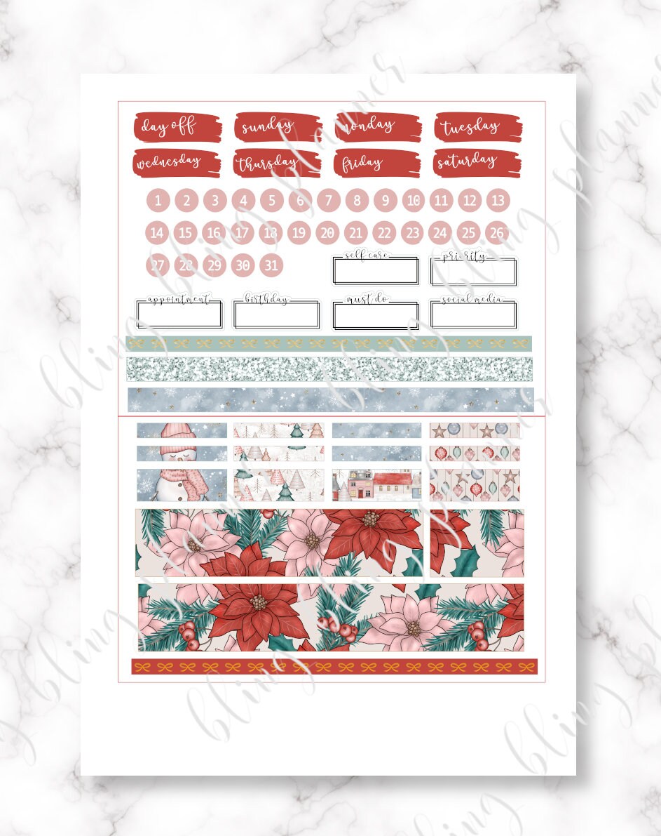 WINTER PRINTABLE Planner Sticker Christmas Planner Stickers - Etsy