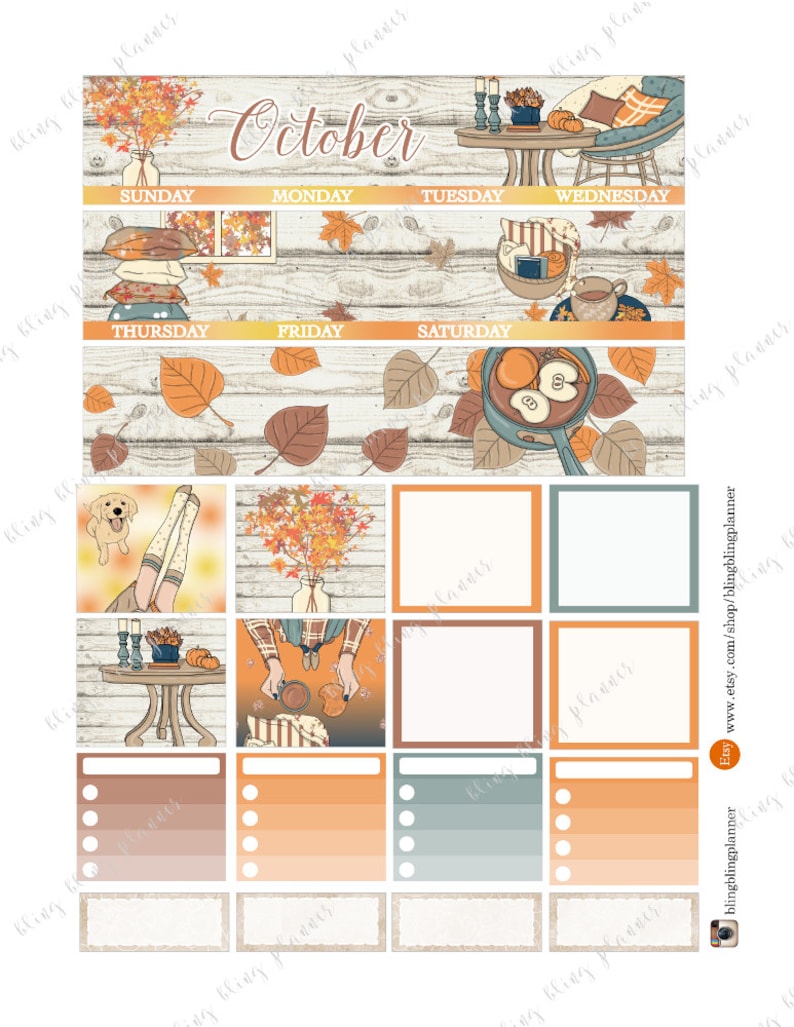 OCTOBER MONTHLY KIT Printable, Monthly Printable Planner Kit, Fall ...