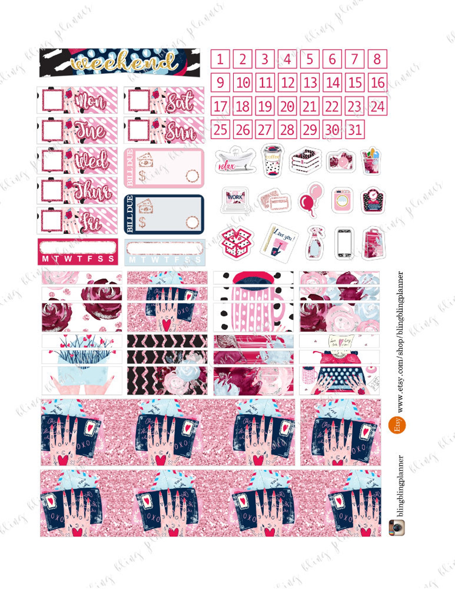 MONTHLY PLANNER Sticker Kit February Bundle Stickers | Etsy