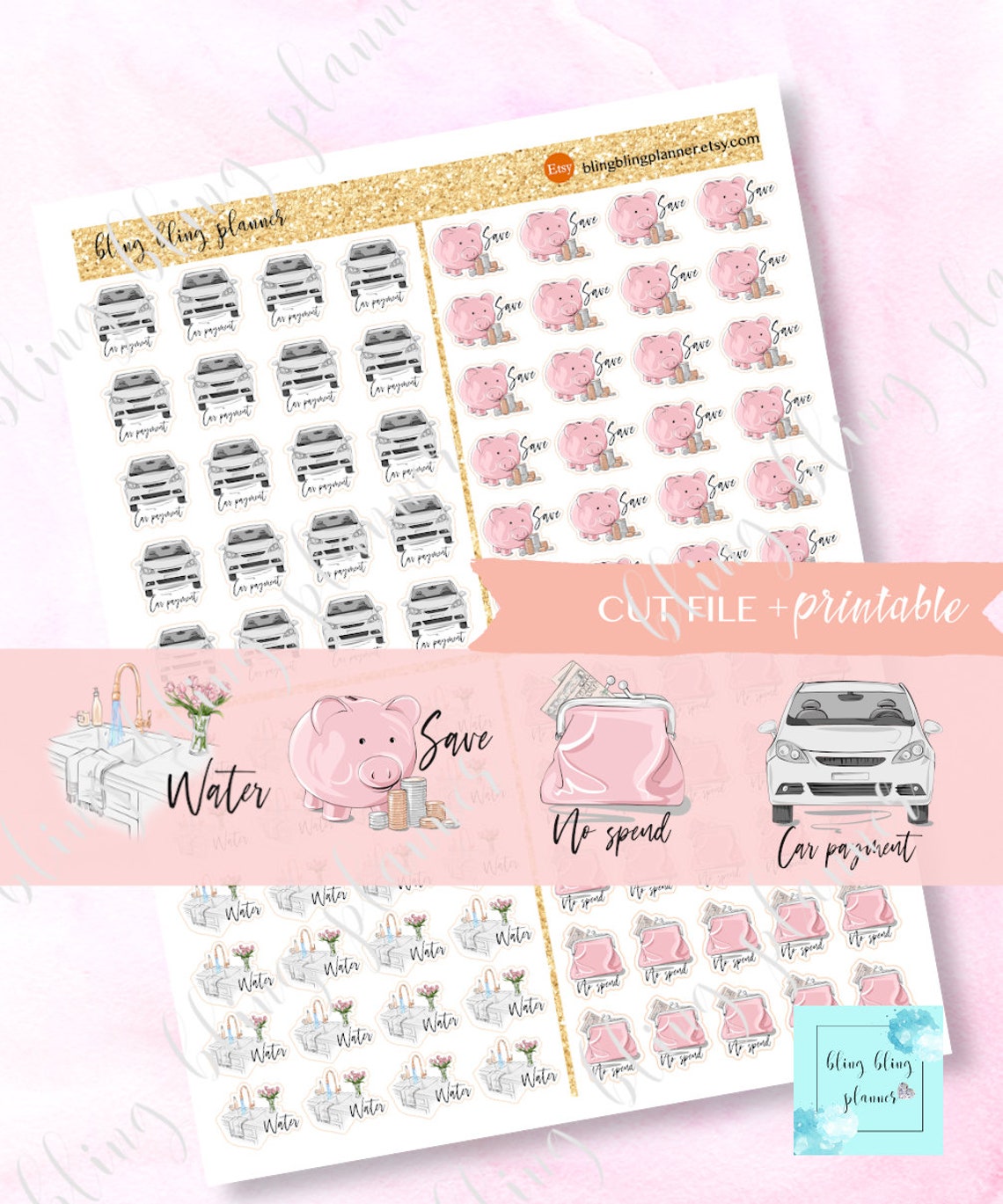 BILLS PRINTABLE Stickers Printable Utility Stickers Water - Etsy