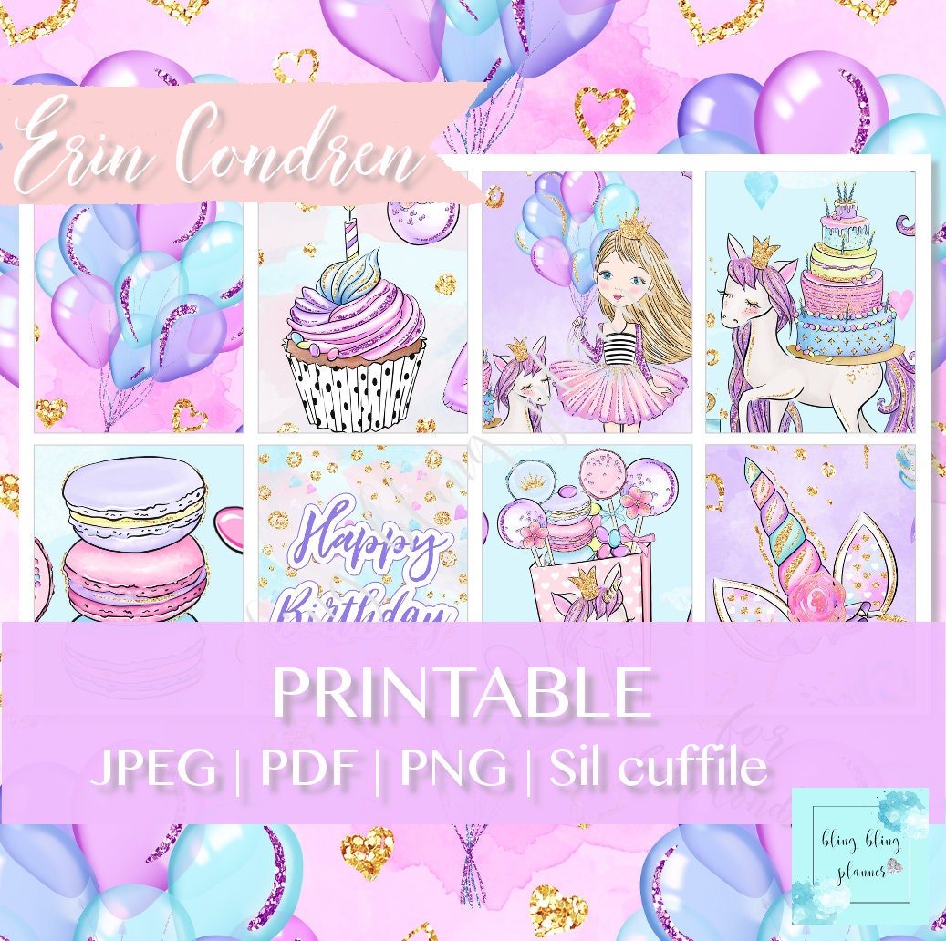 BIRTHDAY PRINTABLE Planner STICKERS Printable Planner - Etsy