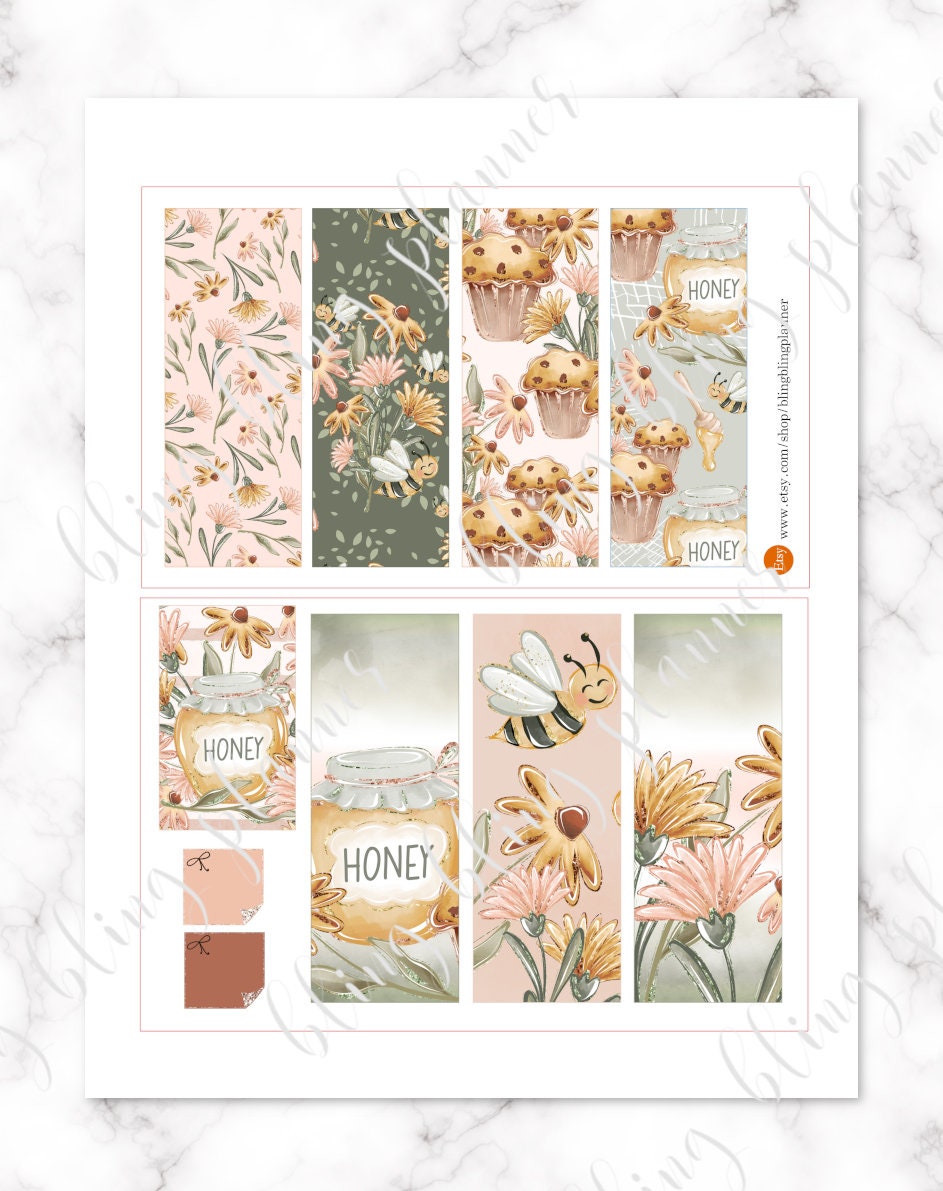BEE PRINTABLE PLANNER Stickers, Summer Printable Sticker Kit, Honeybee ...