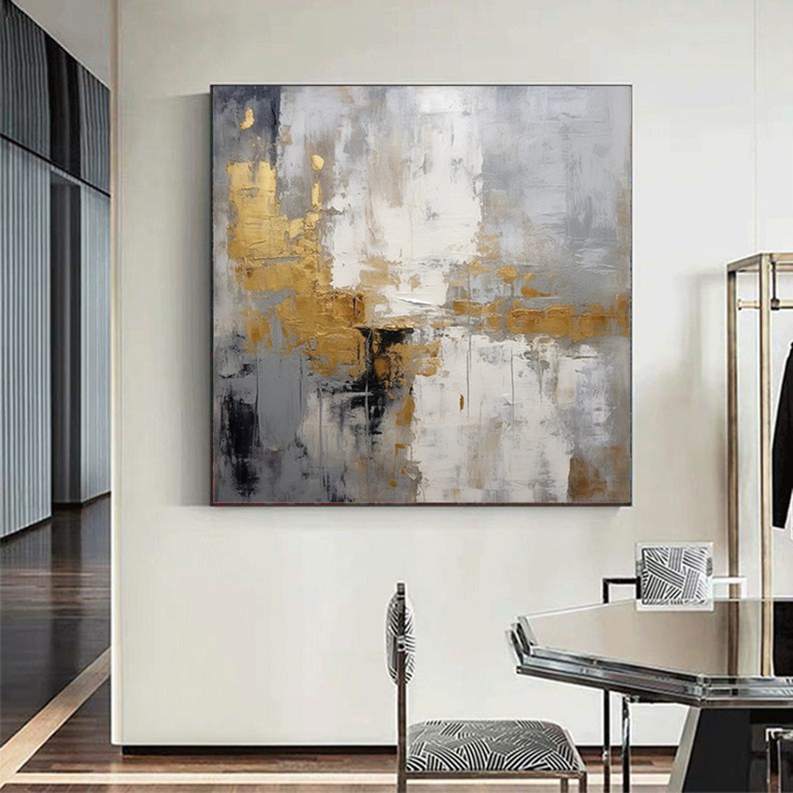 Modern Gray Gold Abstract,extra Large Wall Artpainting Acrylic,large ...
