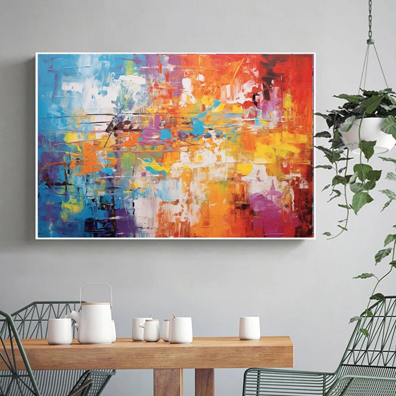 Colors Abstract Wall Art,large Abstract Painting,palette Knife Textured ...