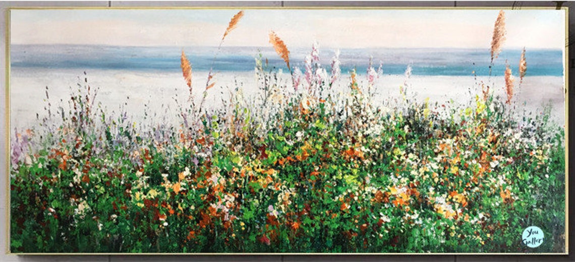 Large Original Grass Painting on Canvas Abstract Natural Painting Oil ...