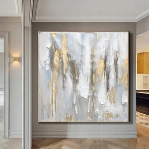Modern Gray Gold Abstract,extra Large Wall Artpainting Acrylic,large ...
