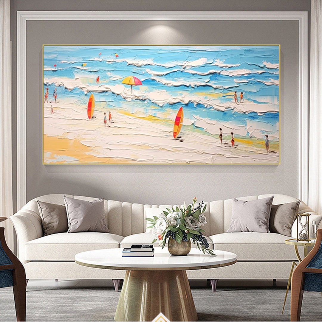 3D Abstract Beach Vacation Oil Painting Summer Seascape Suffer Art on ...