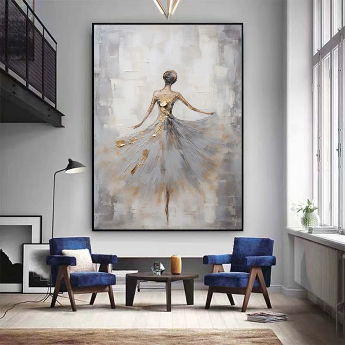 Abstract Textured Ballerina Oil Painting Figurative Dancing Girl Wall ...