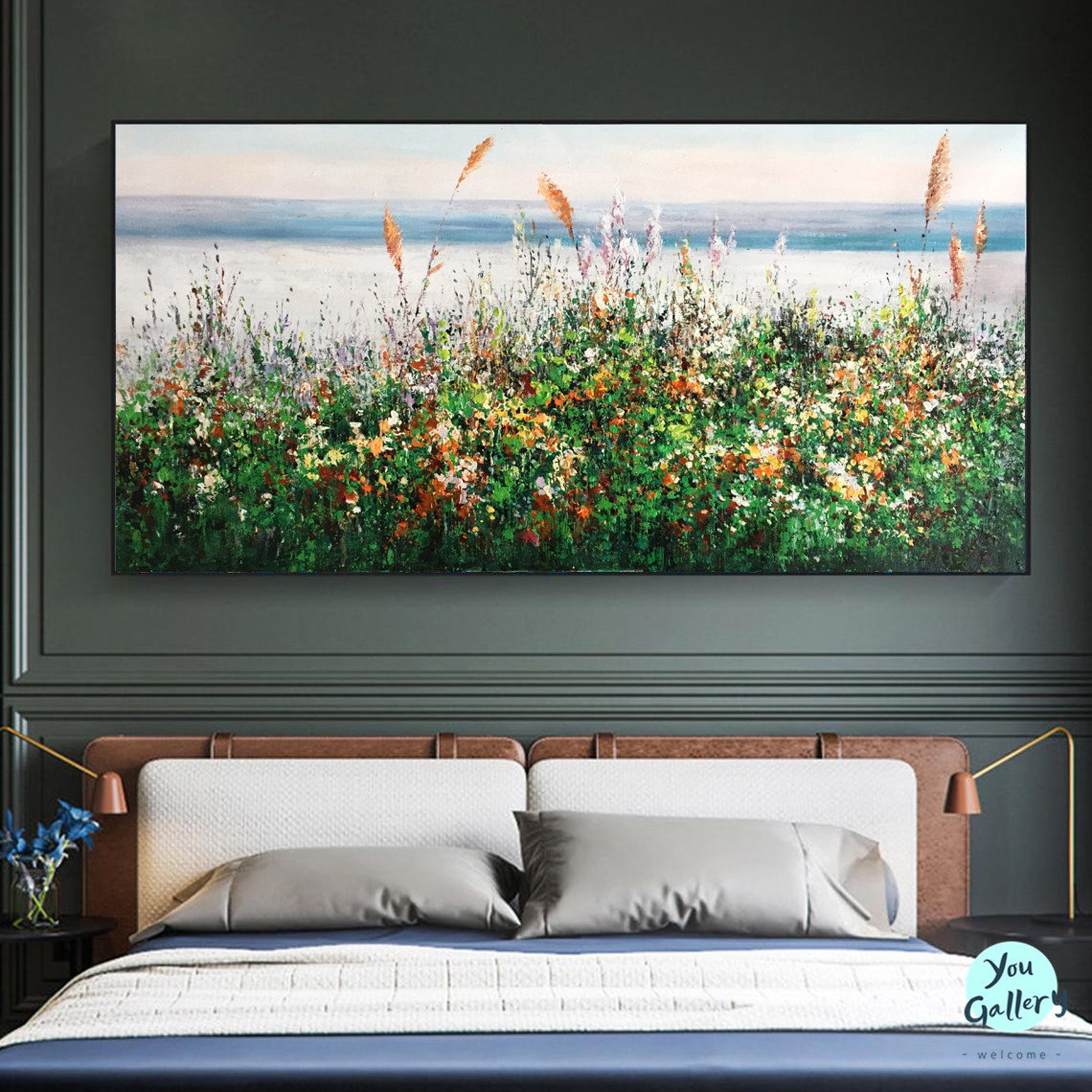 Large Original Grass Painting on Canvas Abstract Natural Painting Oil ...
