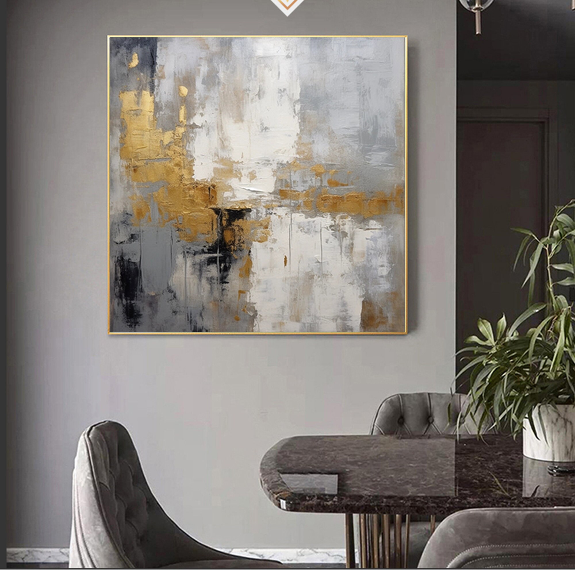 Modern Gray Gold Abstract,extra Large Wall Artpainting Acrylic,large ...