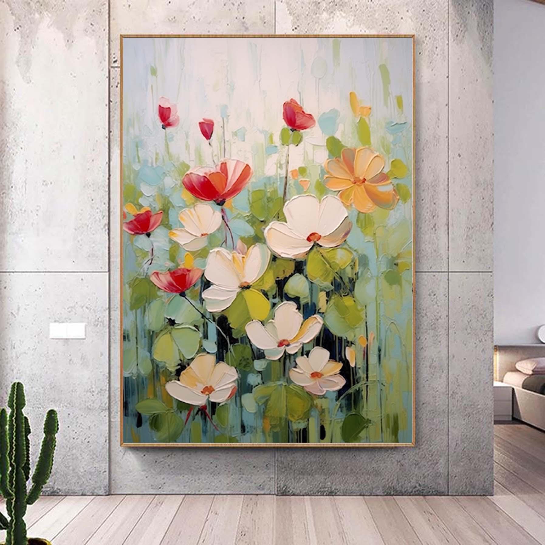 Large Abstract Floral Painting,modern Palette Knife Painting,oversized ...