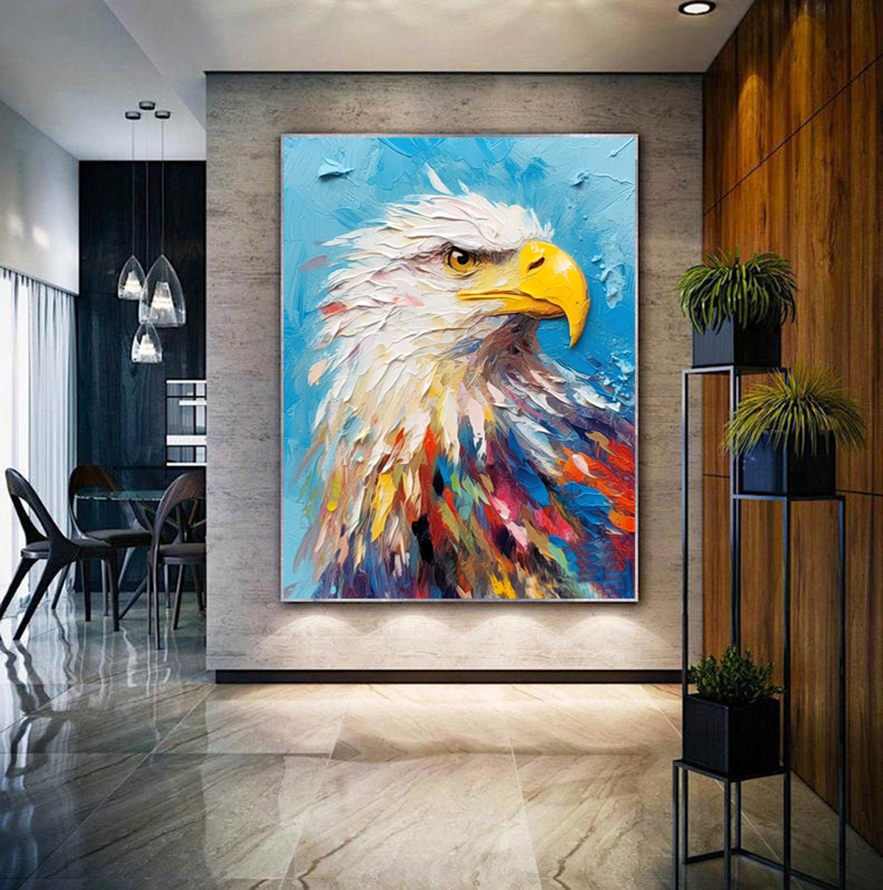 Palette Knife Eagle Oil Painting,abstract Eagle Painting,birdie Abstract Oil Painting,decorative ...
