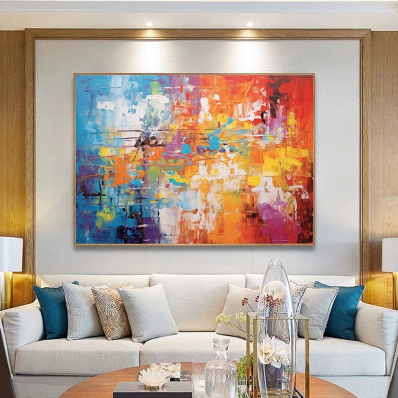 Colors Abstract Wall Art,large Abstract Painting,palette Knife Textured ...
