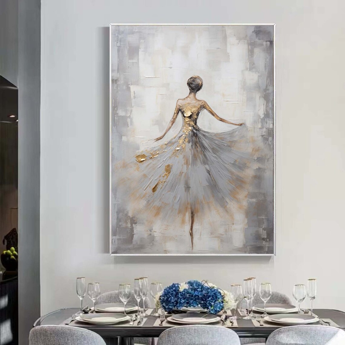 Abstract Textured Ballerina Oil Painting Figurative Dancing Girl Wall ...