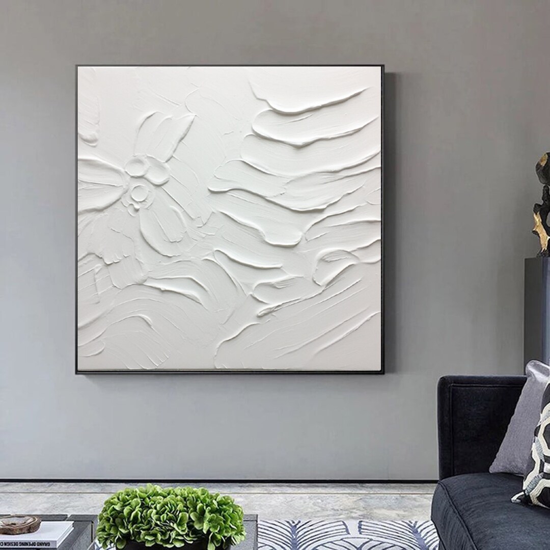 Large Abstract White Painting,white 3D Textured Painting, White Acrylic ...