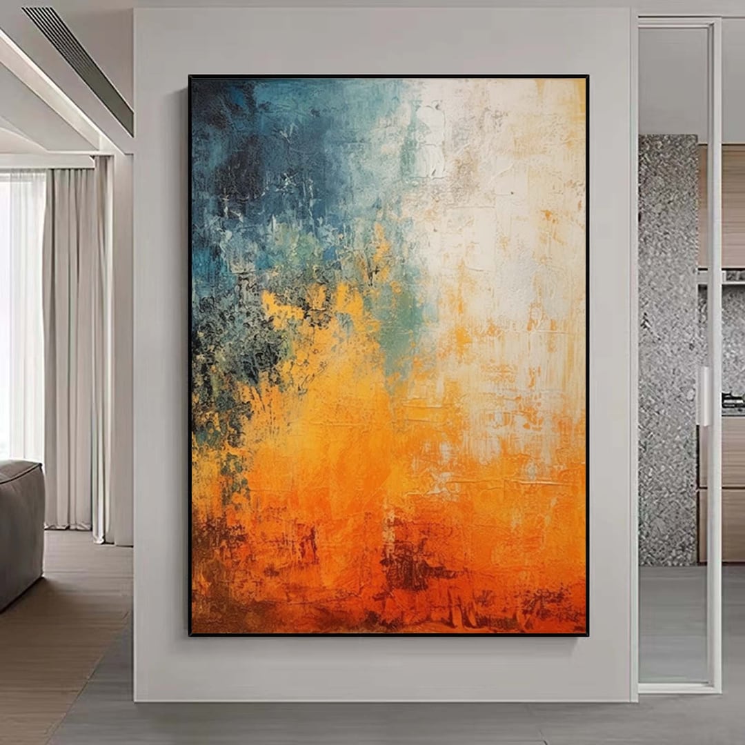 Oversized Abstract Painting,large Abstract Painting,yellow Gray Wall ...