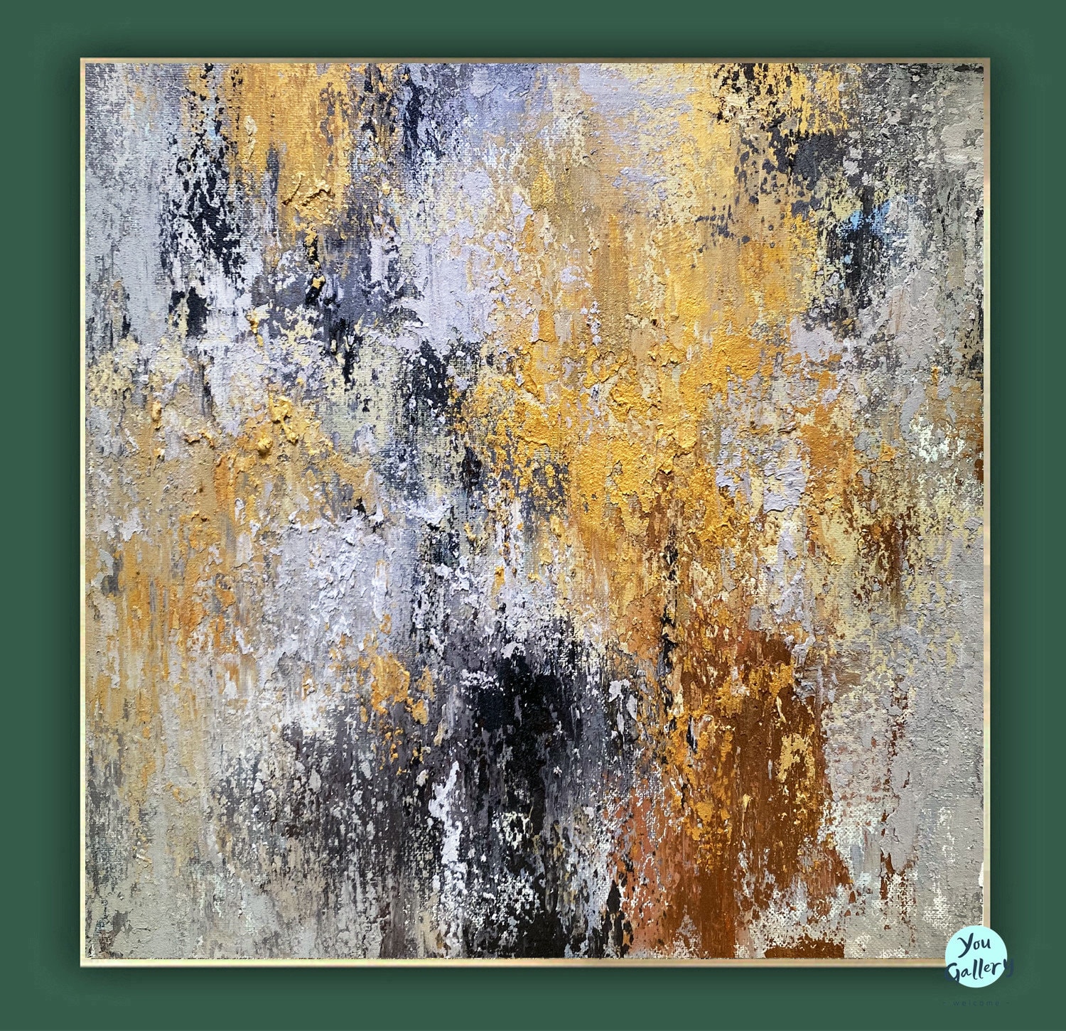 Gold Leaf Art Abstract Painting Original Artwork Modern Painting Home ...