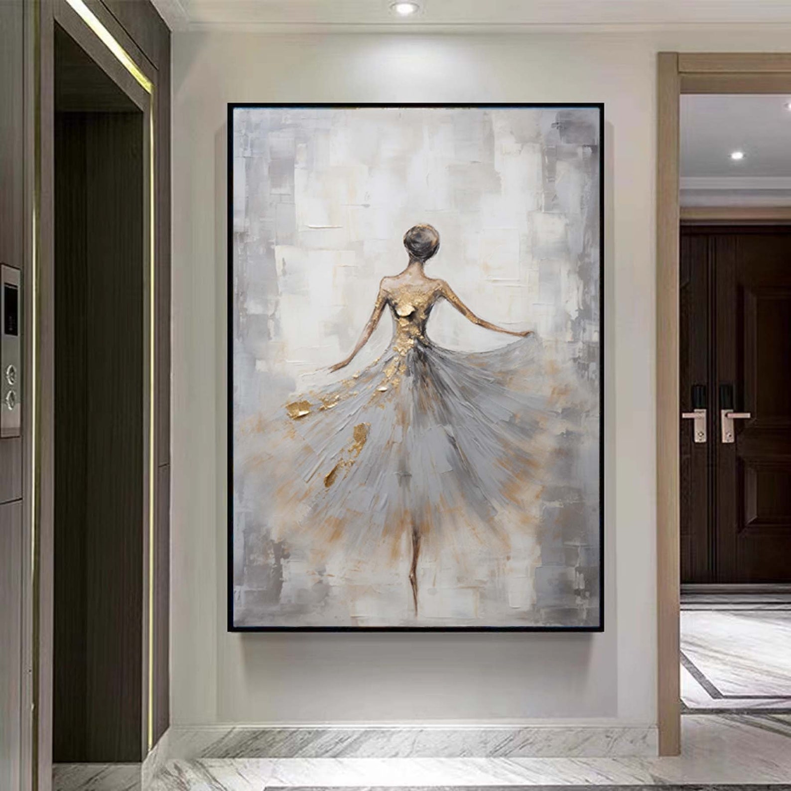 Abstract Textured Ballerina Oil Painting Figurative Dancing Girl Wall ...