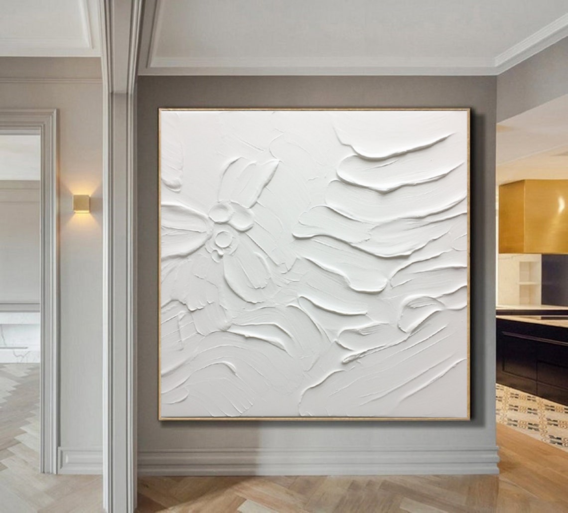 Large Abstract White Painting,white 3D Textured Painting, White Acrylic ...