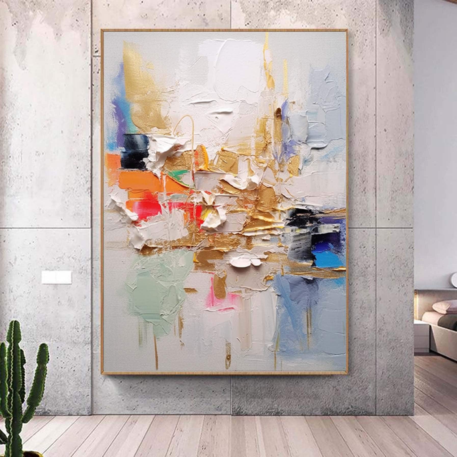 Large Abstract Painting,palette Knife Painting,colors Abstract Wall Art ...