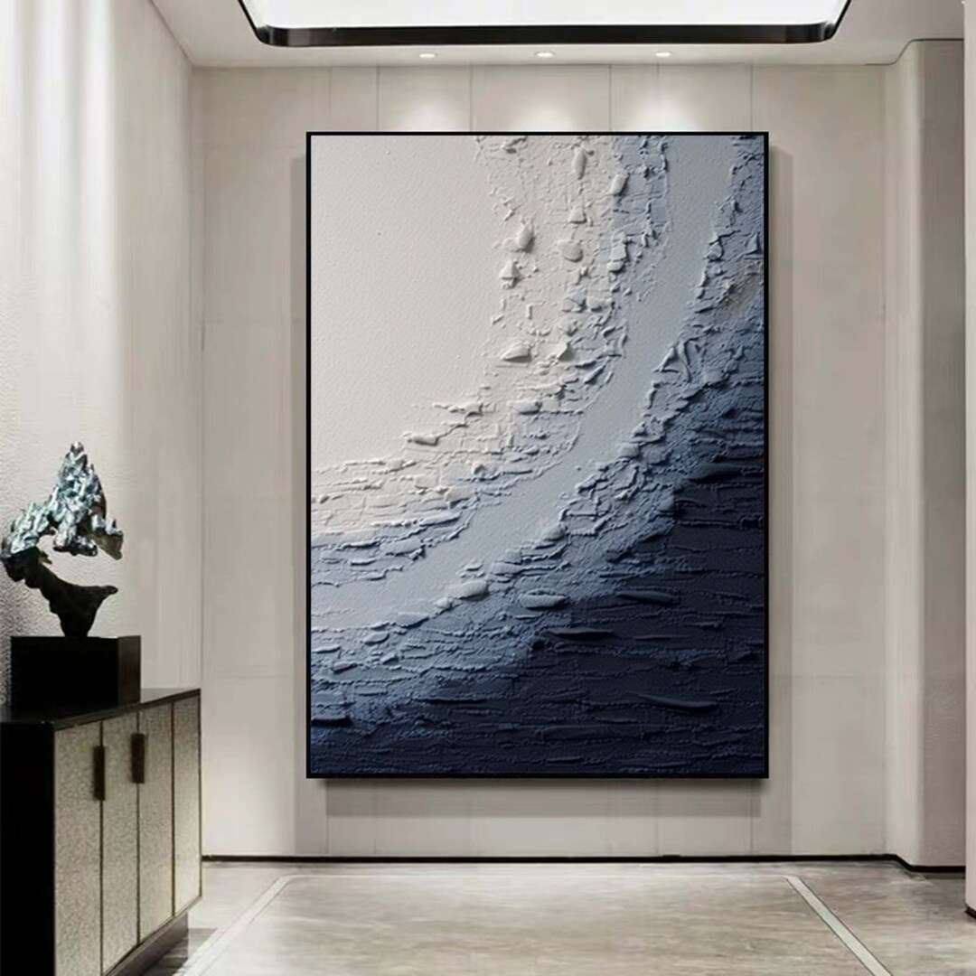 Seawaves Abstract Painting Blue Textured Wall Art Blue Abstract Art ...
