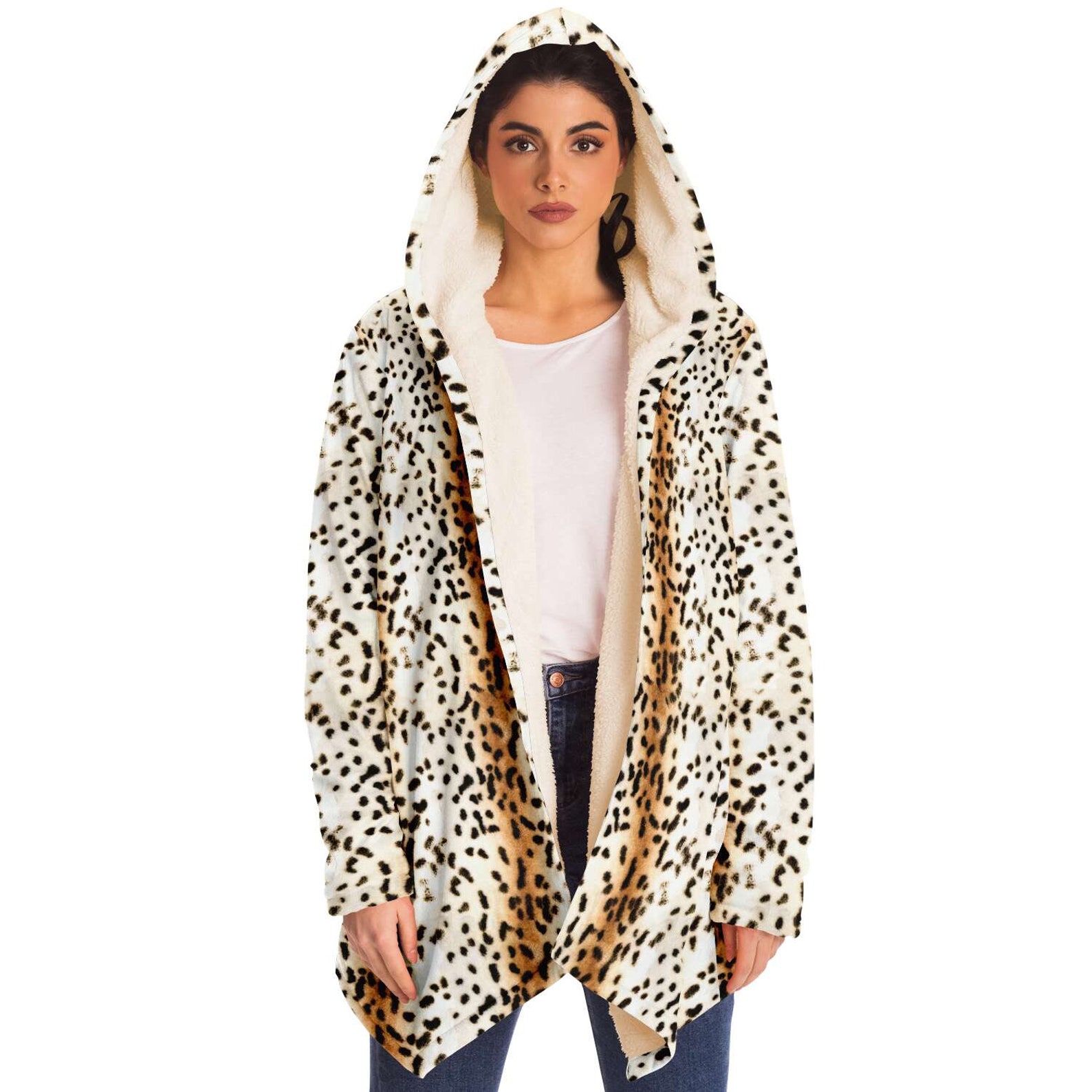 White Leopard Animal Print Microfleece Cloak, Unisex Cloak - Etsy