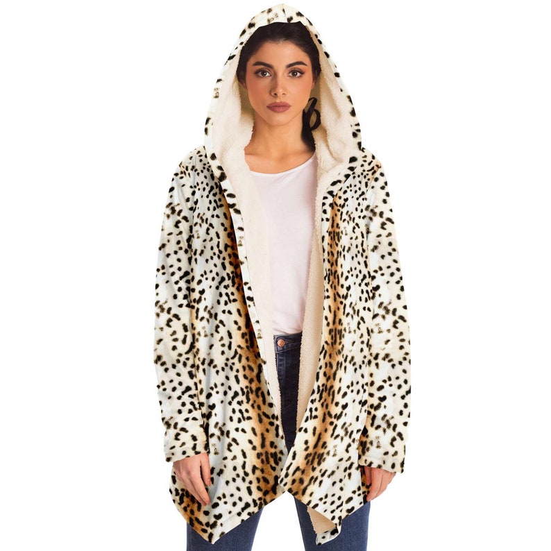White Leopard Animal Print Microfleece Cloak, Unisex Cloak - Etsy