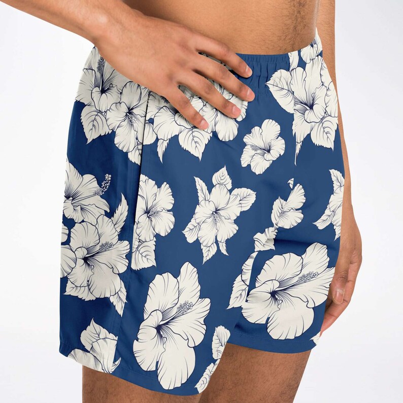 Tropical White Hibiscus Flowers Floral Print Swim Trunks Beach - Etsy ...