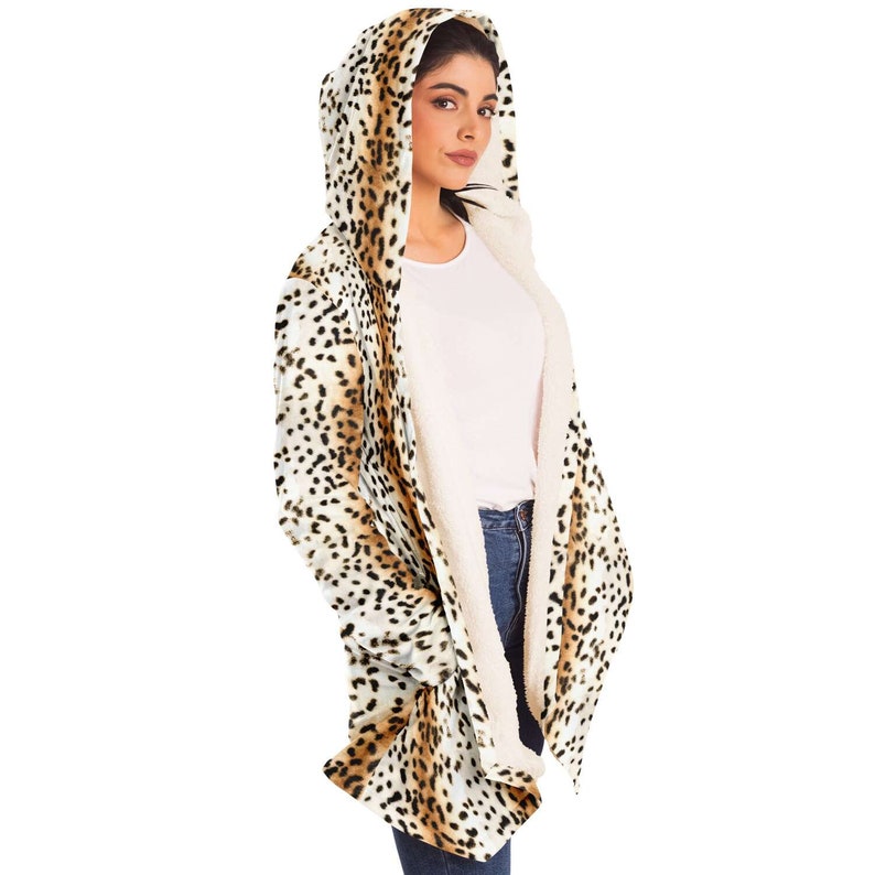 White Leopard Animal Print Microfleece Cloak, Unisex Cloak - Etsy