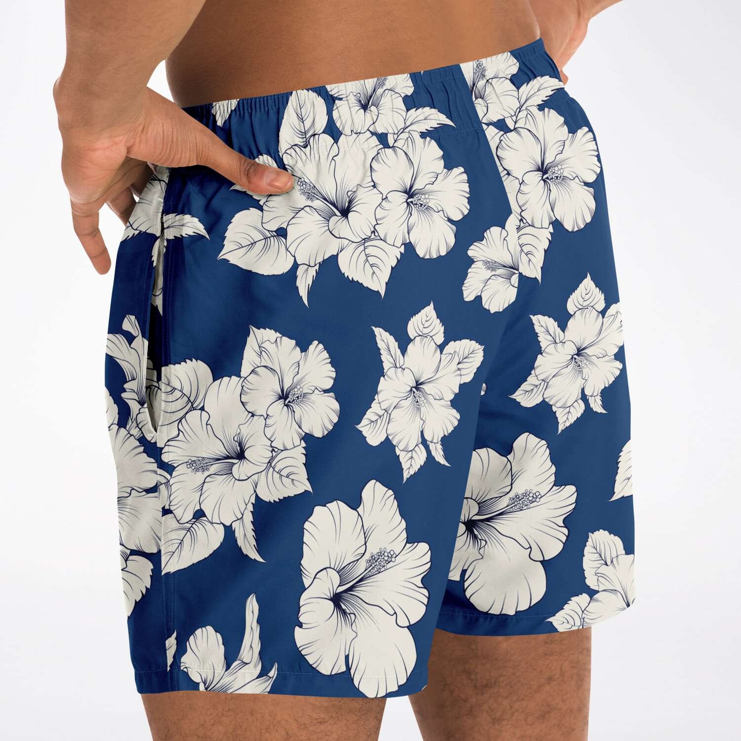 Tropical White Hibiscus Flowers Floral Print Swim Trunks Beach - Etsy ...