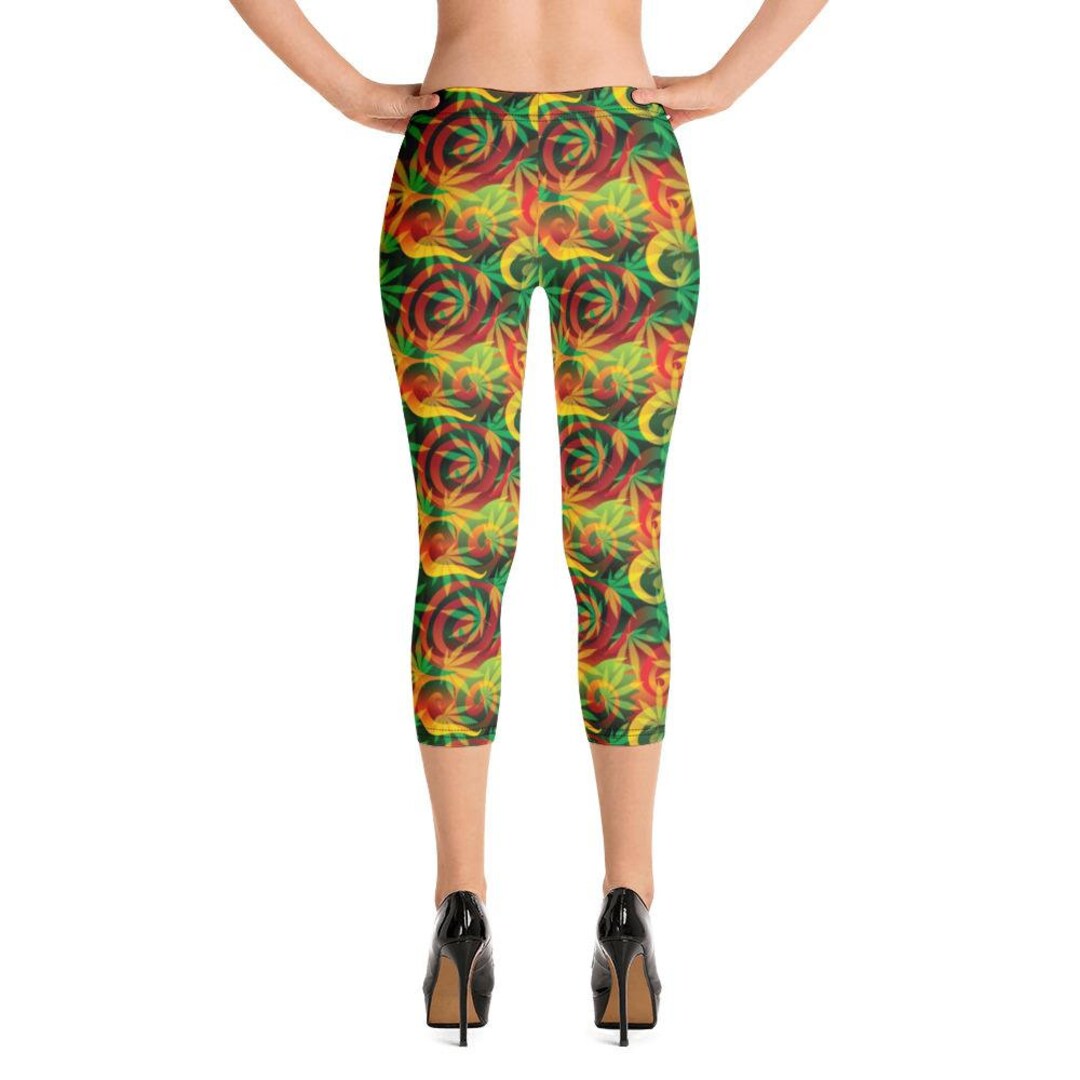 Weed Hemp Marijuana Cannabis Leaf Leaves Pattern Capri Leggings - Etsy