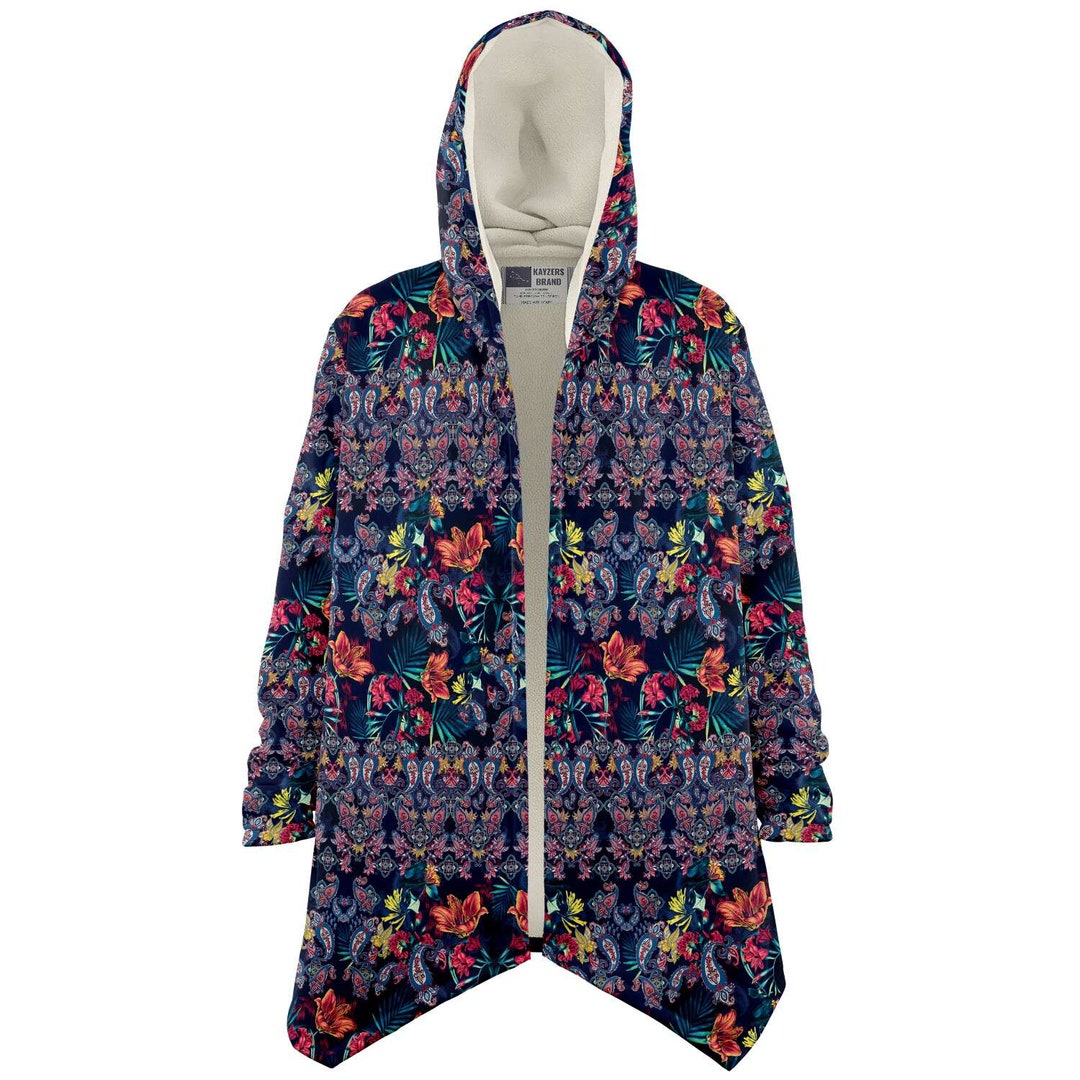 Dark Blue Floral Paisley Microfleece Luxurious Cloak, Unisex Cloak - Etsy