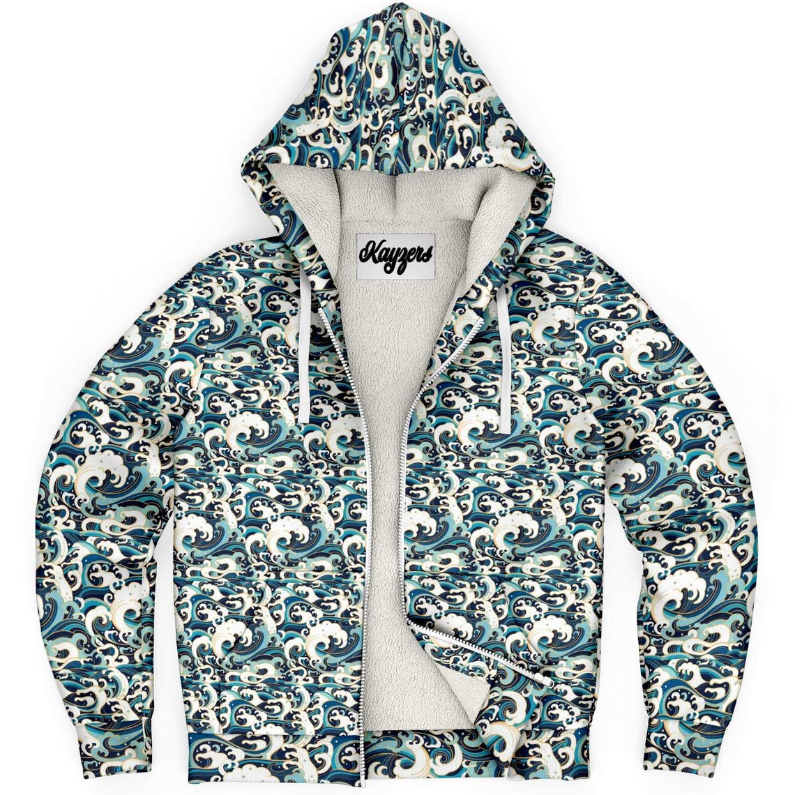 Ocean Waves Pattern Zip up Hoodie - Etsy