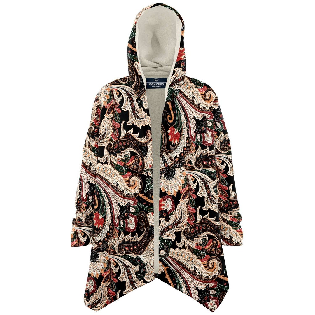 Black Luxurious Paisley Microfleece Cloak, Unisex Cloak - Etsy