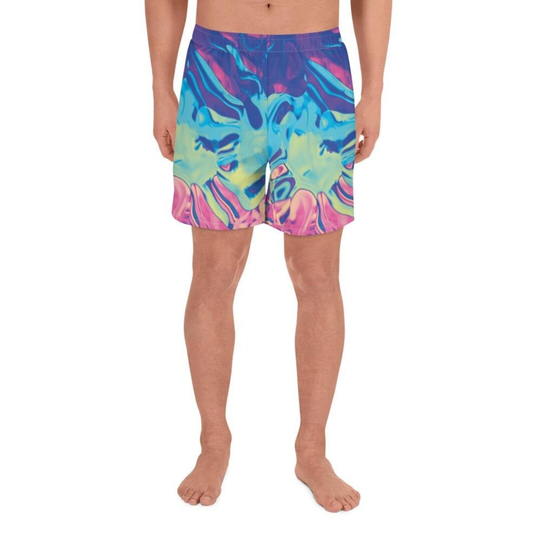 Colorful Holographic Iridescent Men's Athletic Long Shorts - Etsy