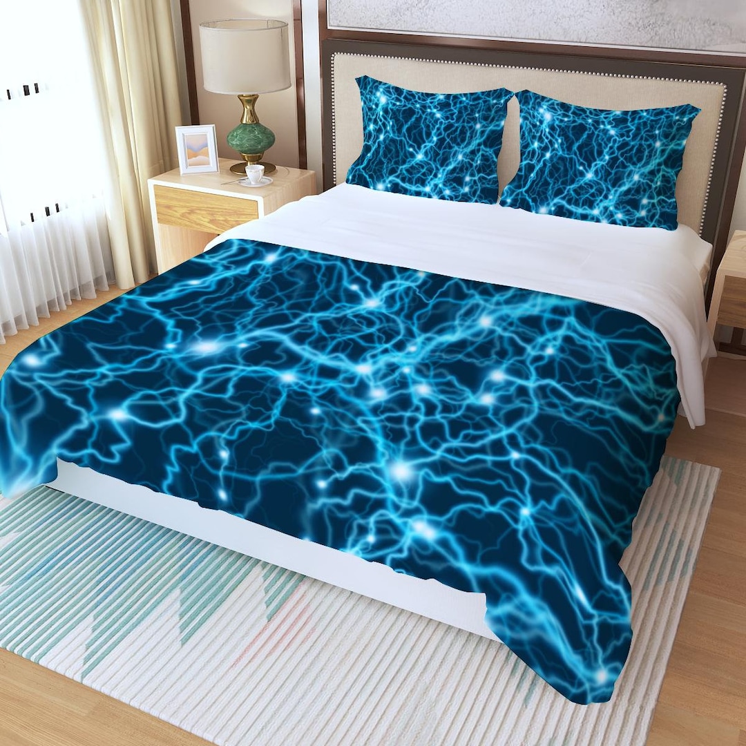 Electrical Waves Electric Print Three Piece Duvet Cover Set - Etsy