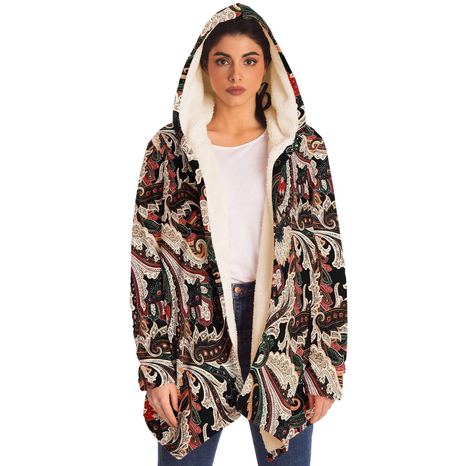 Black Luxurious Paisley Microfleece Cloak Unisex Cloak - Etsy