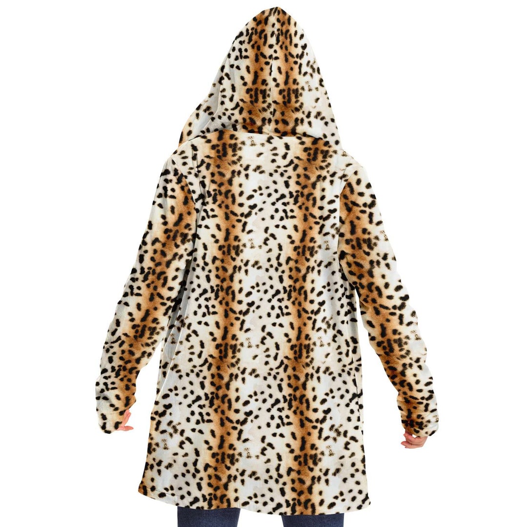 White Leopard Animal Print Microfleece Cloak, Unisex Cloak - Etsy