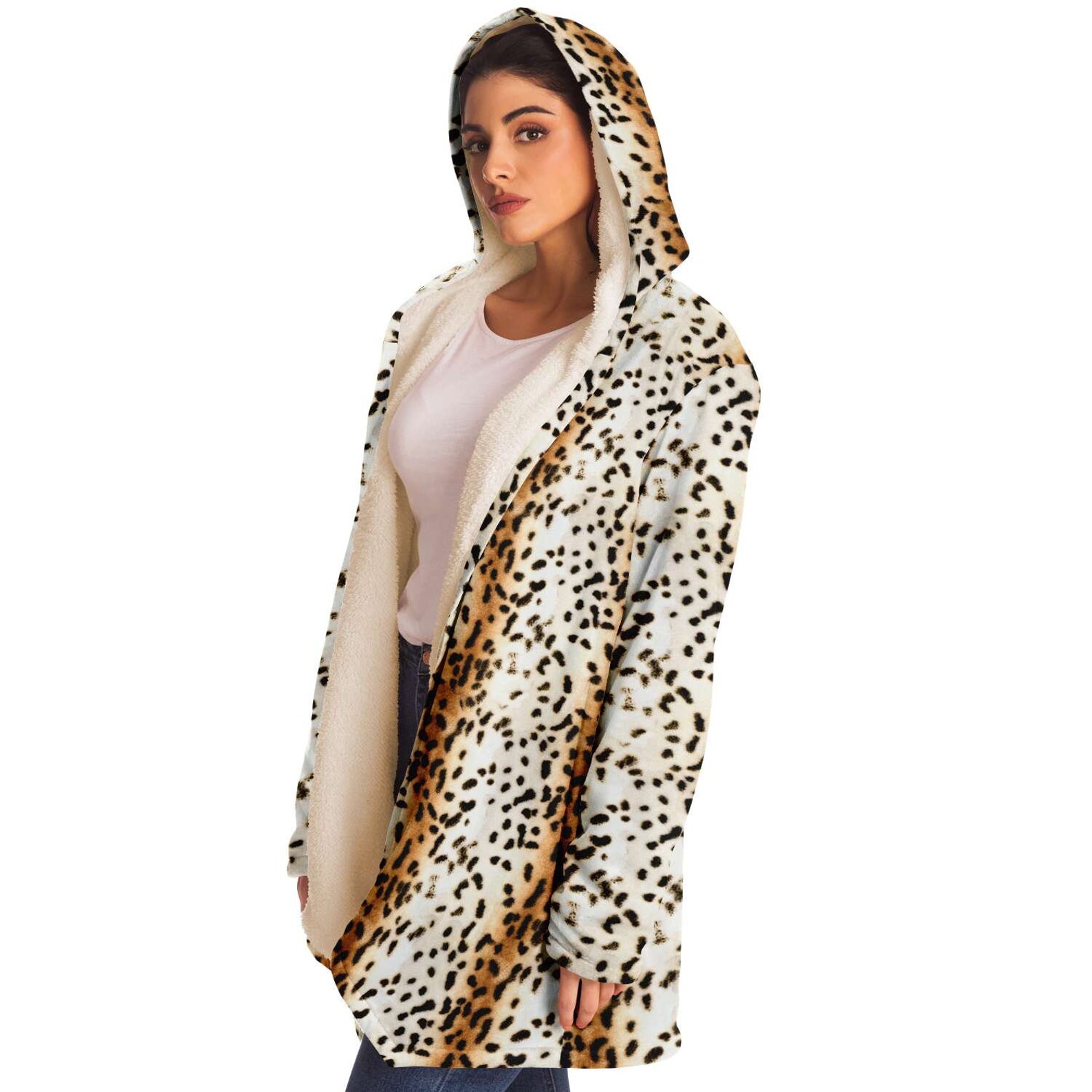 White Leopard Animal Print Microfleece Cloak, Unisex Cloak - Etsy